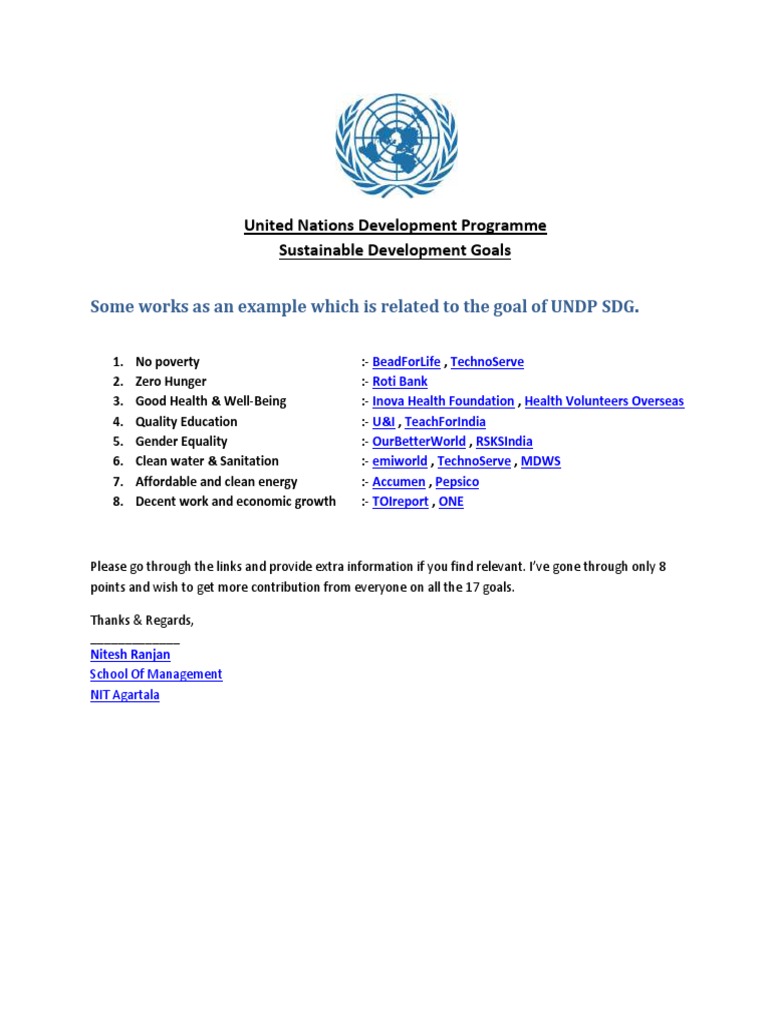 UNDP Sustainable Development Goals | PDF