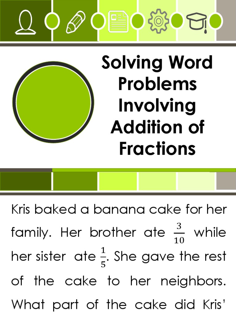Addition of Fractions Word Problems | PDF