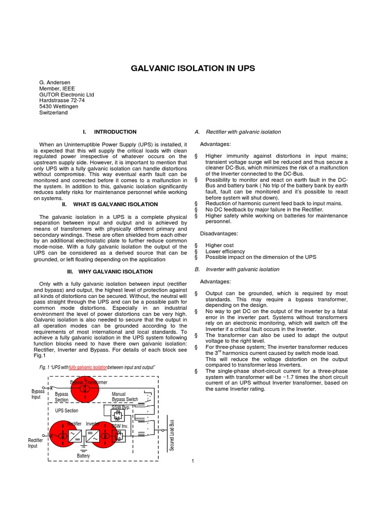 Galvanic Isolation in UPS | PDF | Power Inverter | Rectifier
