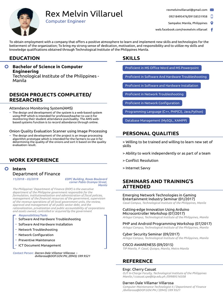 Rex Melvin Villaruel Resume-1 | PDF | Metro Manila | Internet
