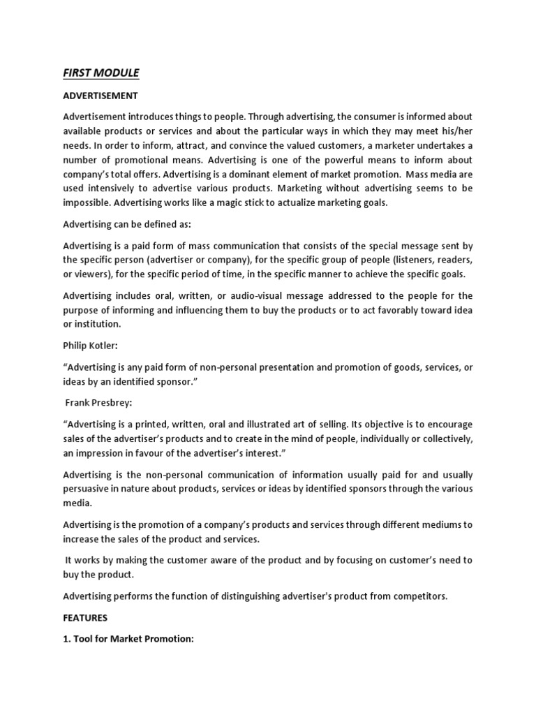 Advertising Notes | PDF | Marketing Communications | Brand