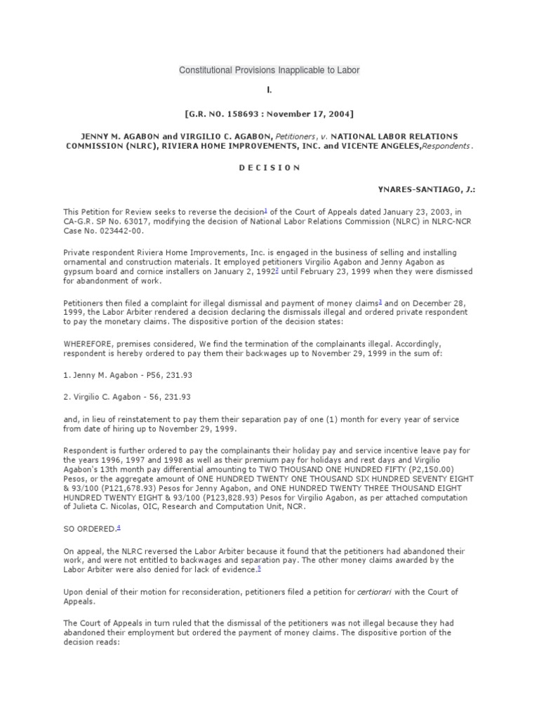 Constitutional Provisions Inapplicable To Labor | PDF | Employment ...