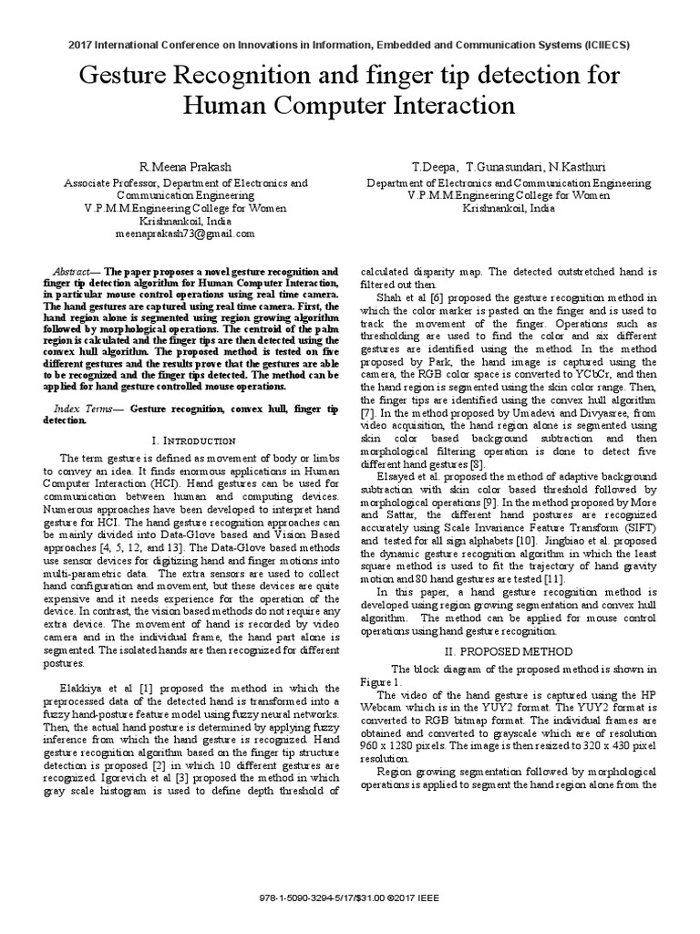 Gesture Recognition | PDF | Image Segmentation | Computer Vision