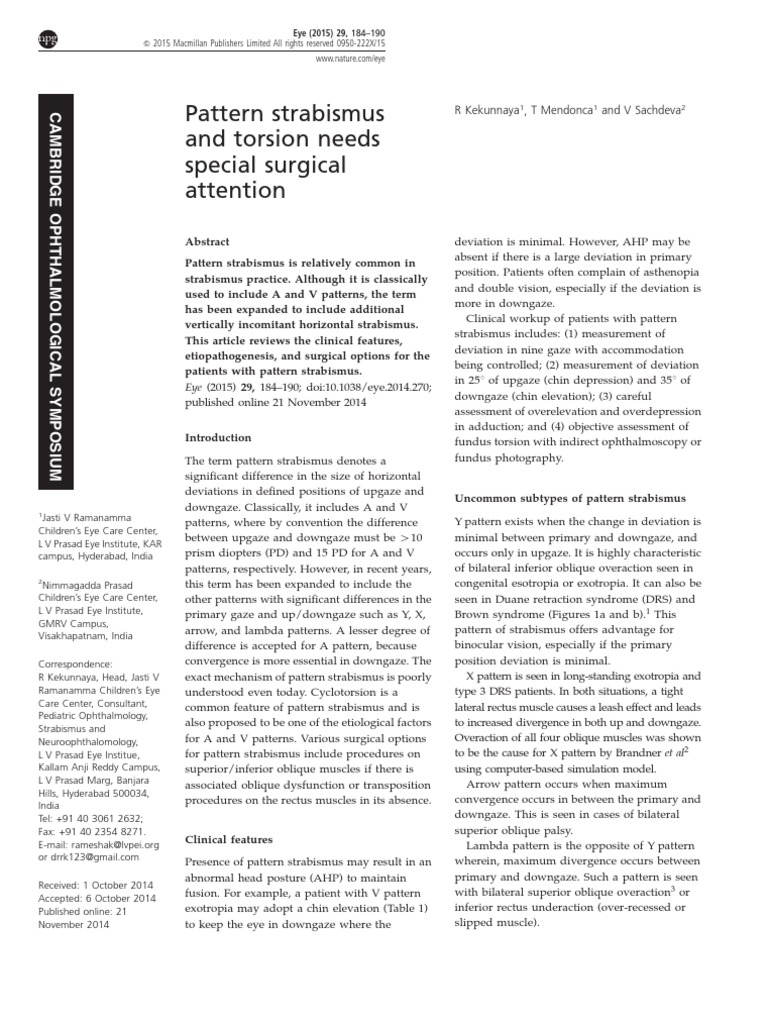 Understanding Pattern Strabismus: Clinical Features, Etiopathogenesis ...