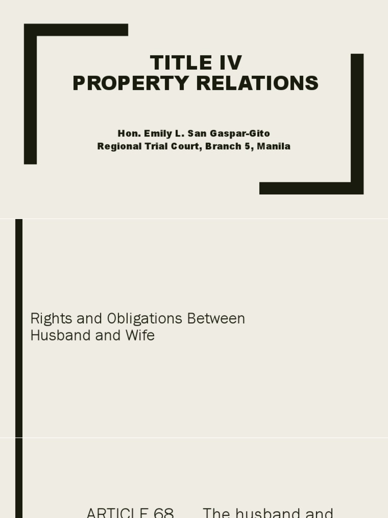 Property Relations in Marriage | PDF | Marriage | Social Institutions