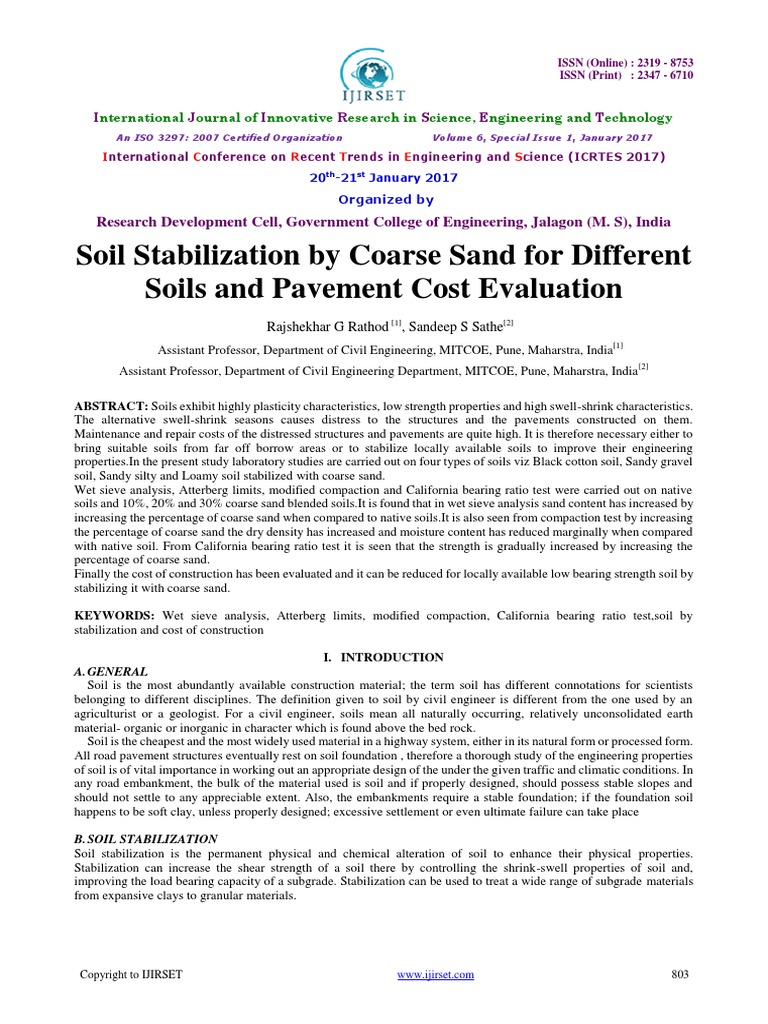 New Soil Stabilization Research Paper | PDF | Sand | International ...