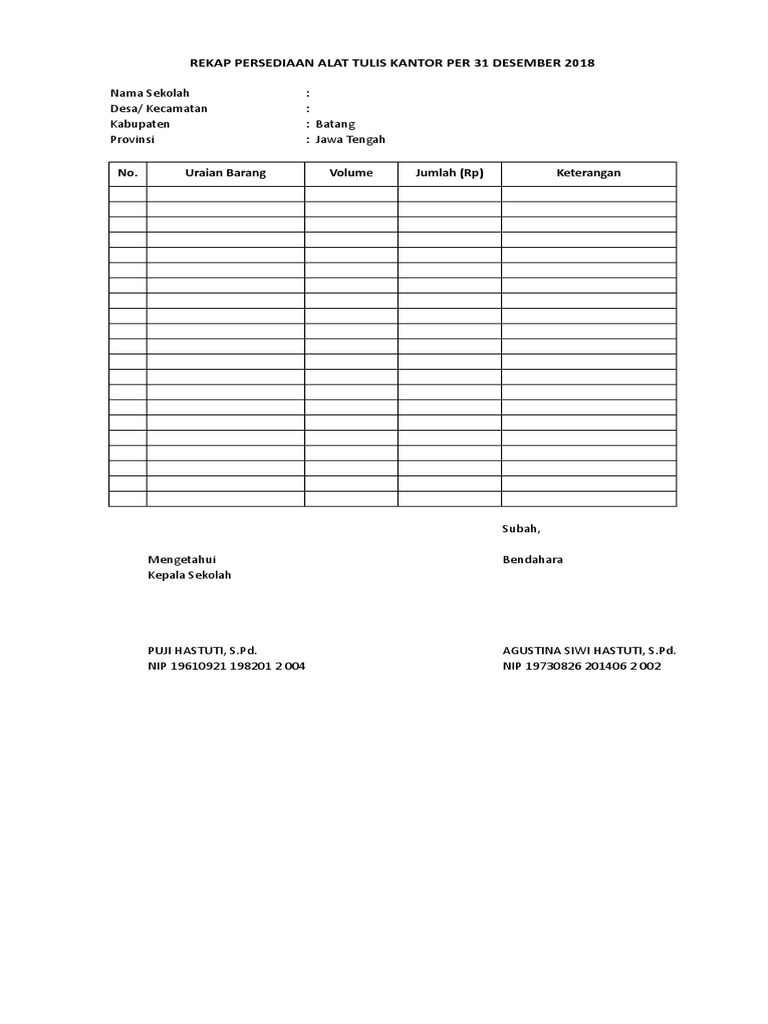 Rekap Persediaan ATK 2018 | PDF