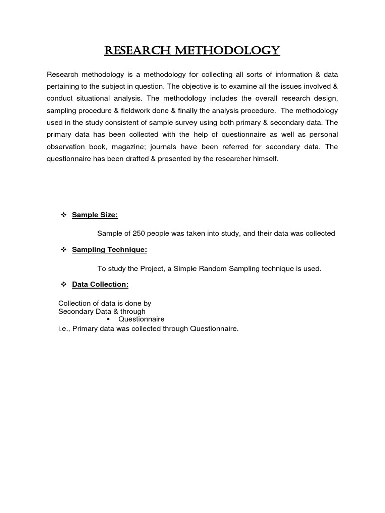 Research Methodology of Sip | PDF | Statistics | Sampling (Statistics)