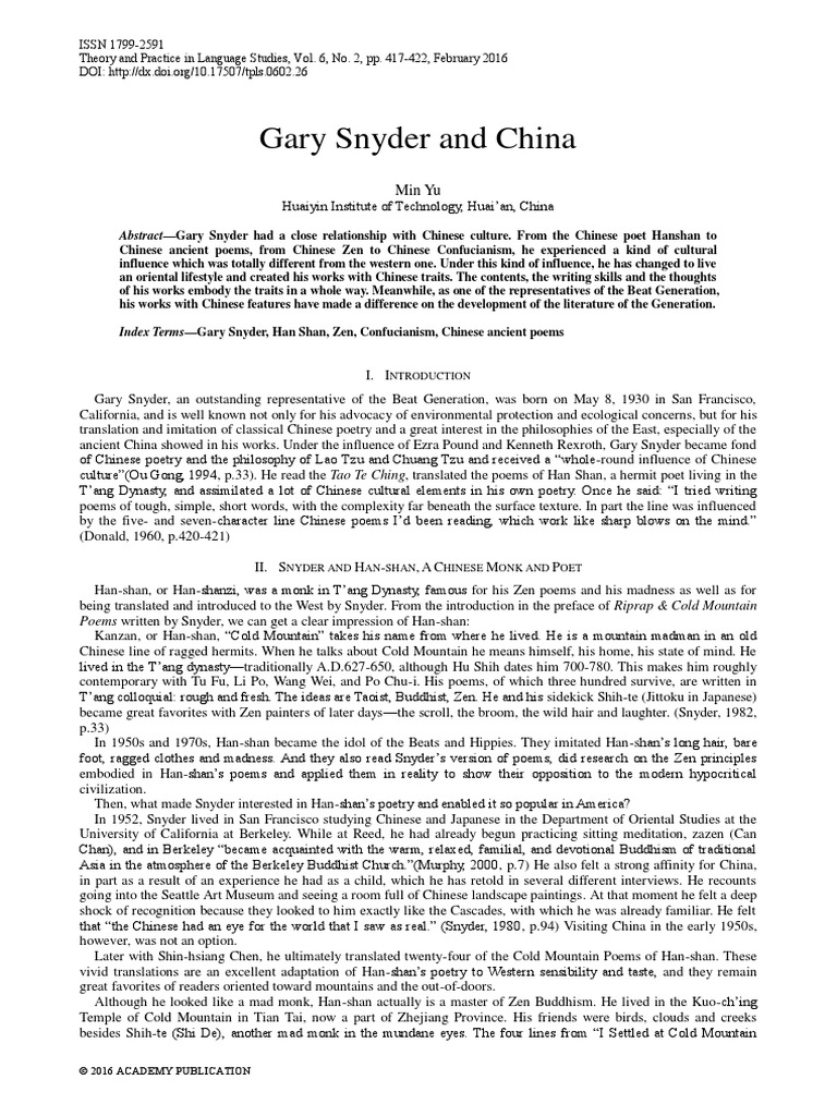 Gary Snider in China | PDF | Zen | Tao