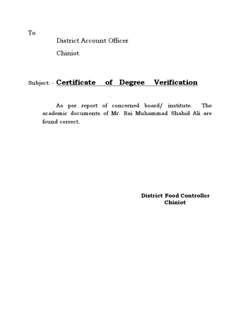 Certificate of Degree Verification | PDF