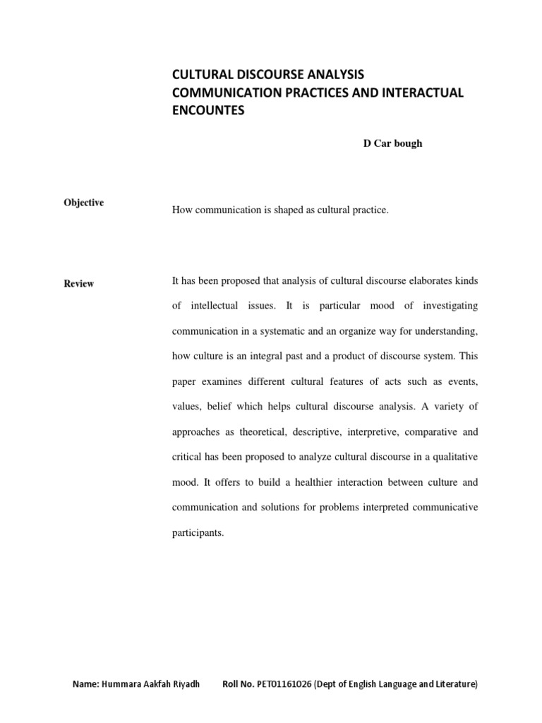 Cultural Discourse Analysis Guide | PDF