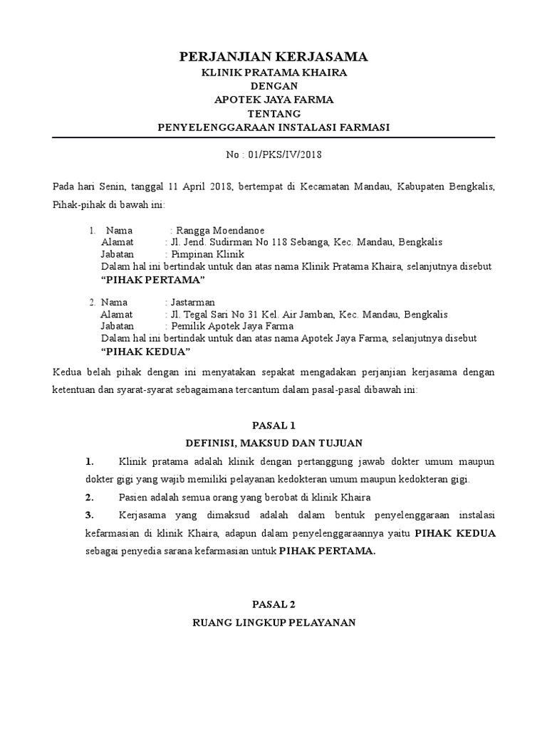 Mou Klinik Apotik Pdf