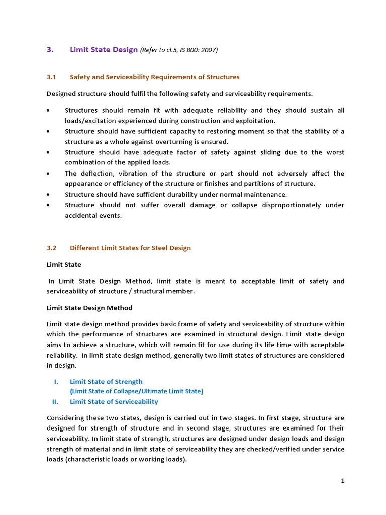 Limit State Design | PDF | Strength Of Materials | Yield (Engineering)