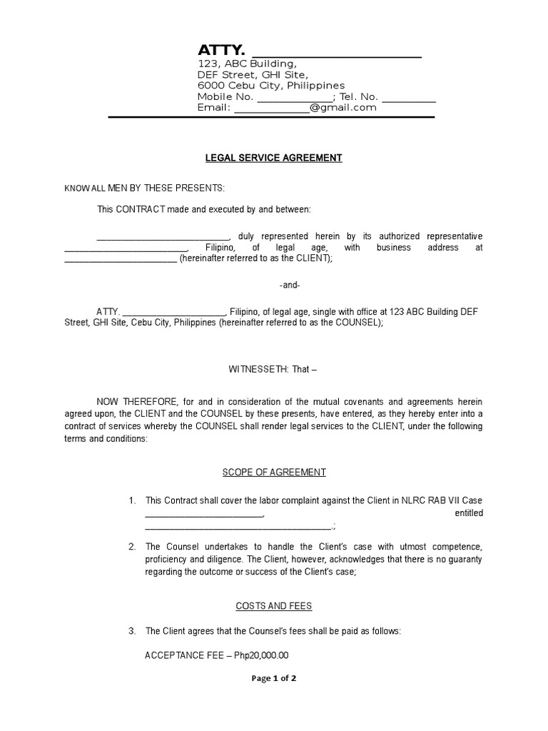 Legal Service Agreement Template | PDF | Confidentiality | Private Law