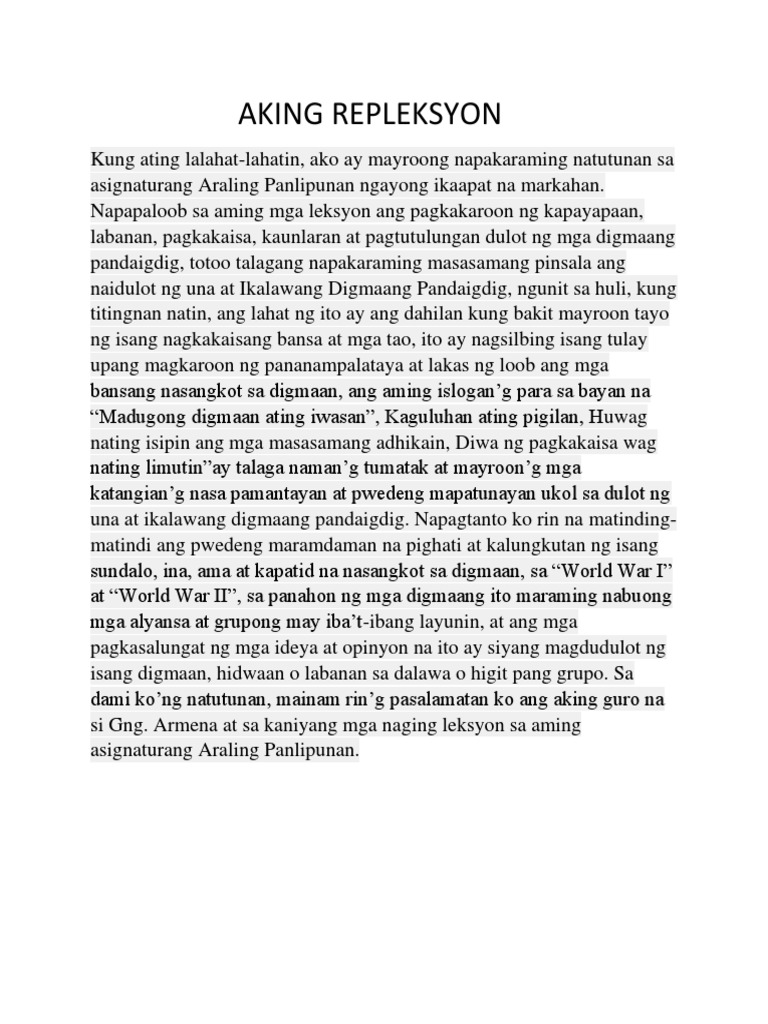 Aking Repleksyon | PDF