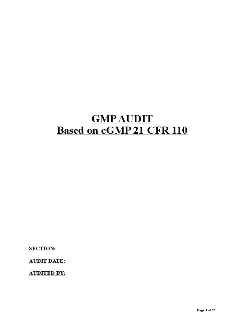 GMP Checklist | PDF | Hygiene | Sanitation