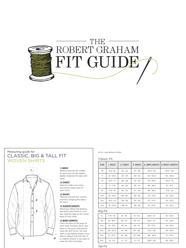 Robert Graham: Fit Guide | PDF | Seam (Sewing) | Shirt