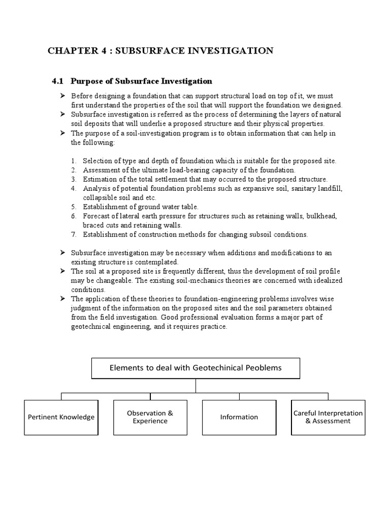 Subsurface Investigation Techniques | PDF | Geotechnical Engineering ...