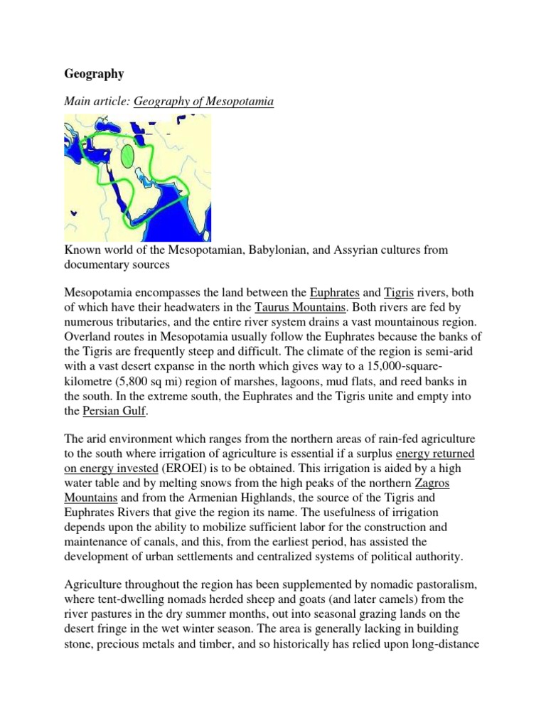 Geography MESOPOTAMIA | PDF | Mesopotamia | Earth Sciences