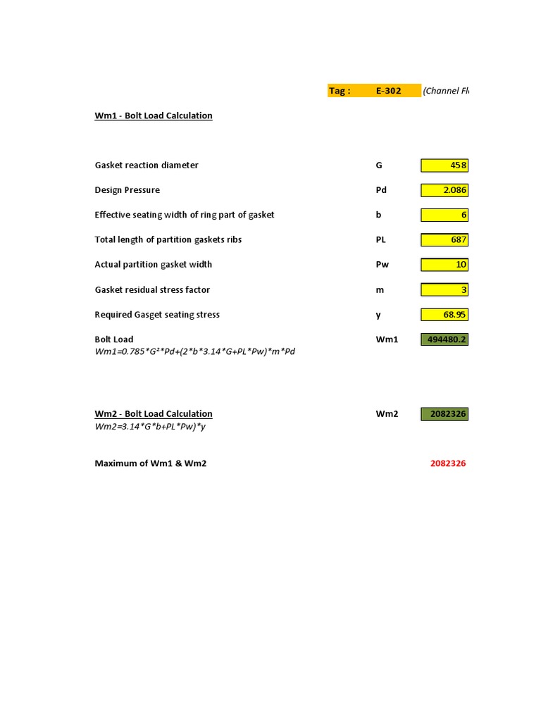 Wm1 - Bolt Load Calculation: (Channel Flange) | PDF