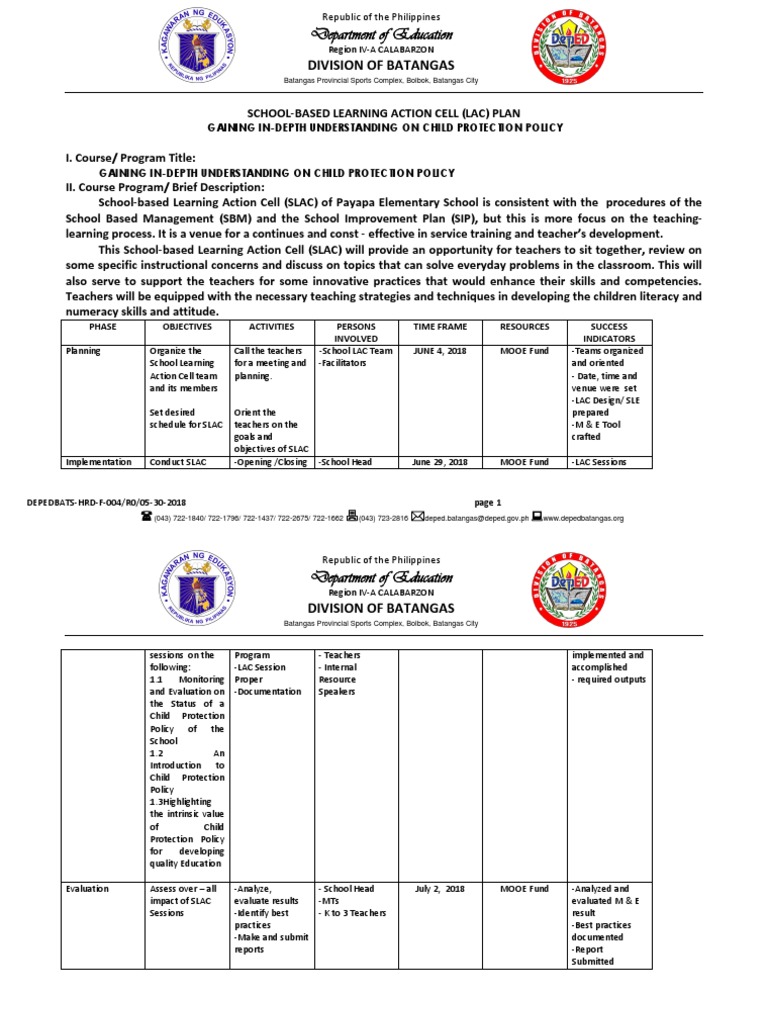 Annual Plan of Proposed CPD Units JUNE | PDF | Teachers | Learning