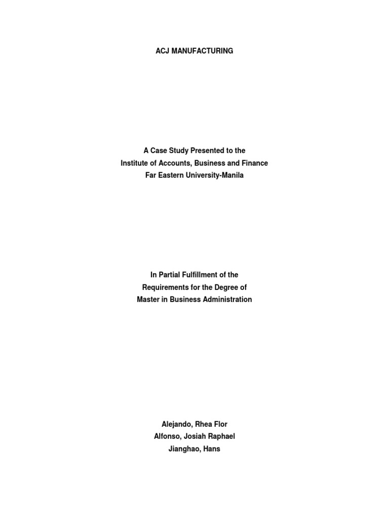 Case Study 3 - ACJ Manufacturing | PDF | Forecasting | Operations ...