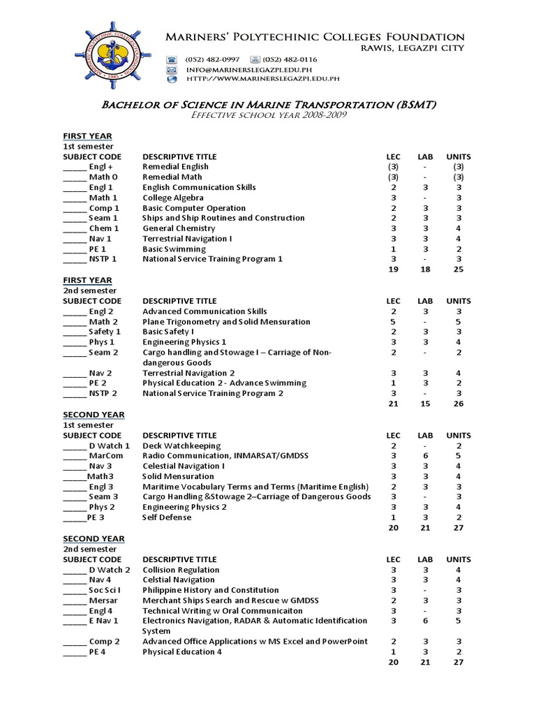 BS Marine Transportation Program Overview | PDF | Water Transport ...