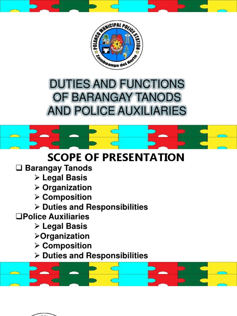 Duties and Functions of Barangay Tanods and Police Auxiliaries | PDF Duties and Functions of Barangay Tanods and Police Auxiliaries | PDF