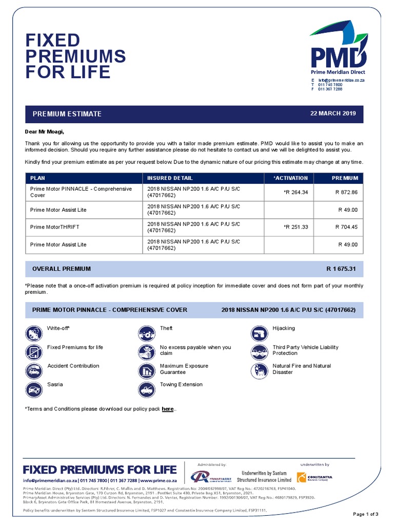 Quote Estimate PDF | PDF | Insurance | Financial Services