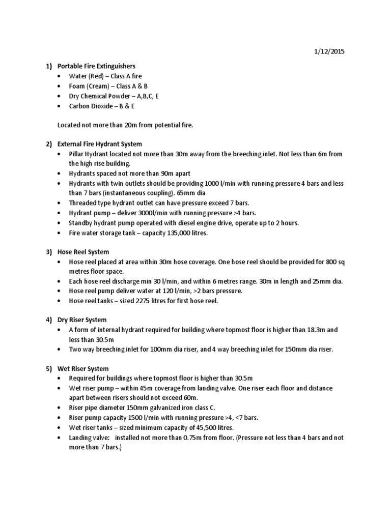 Note (Fire Guide) | PDF | Fire Sprinkler System | Energy Technology