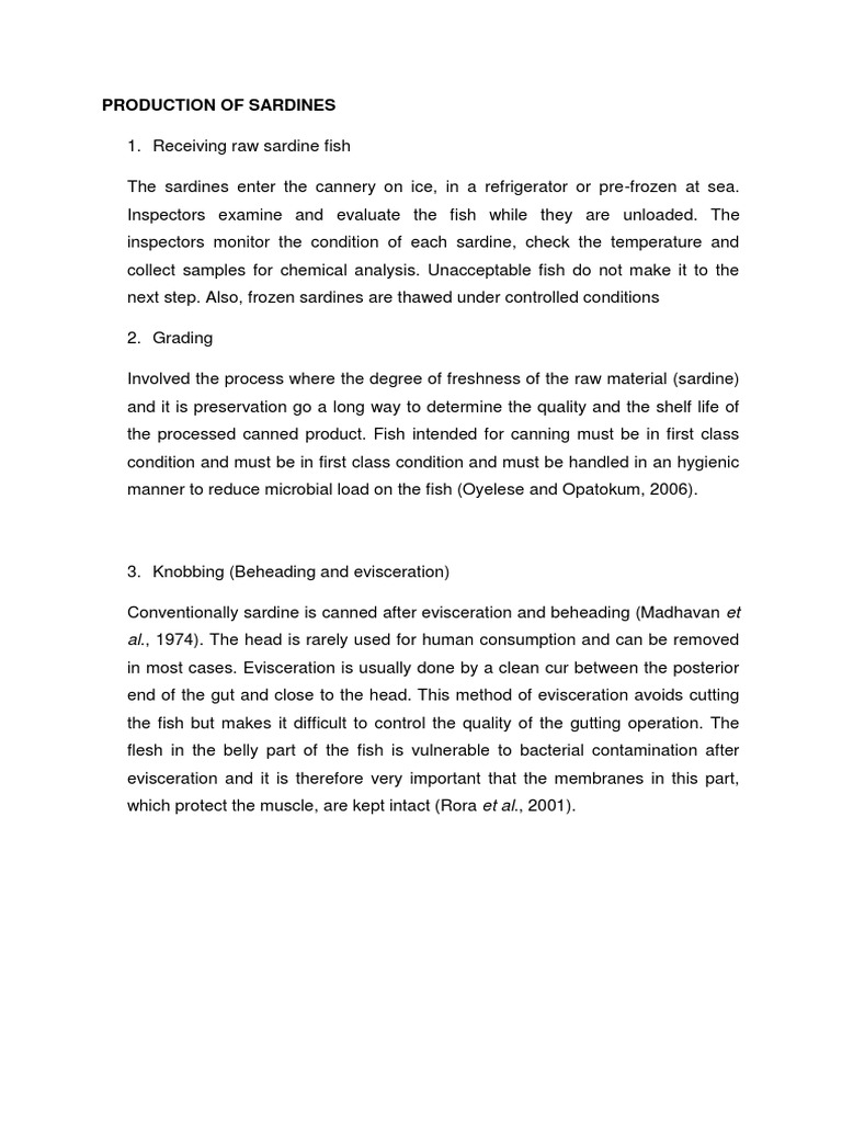 Process in Canned Sardine | PDF | Canning | Sterilization (Microbiology)