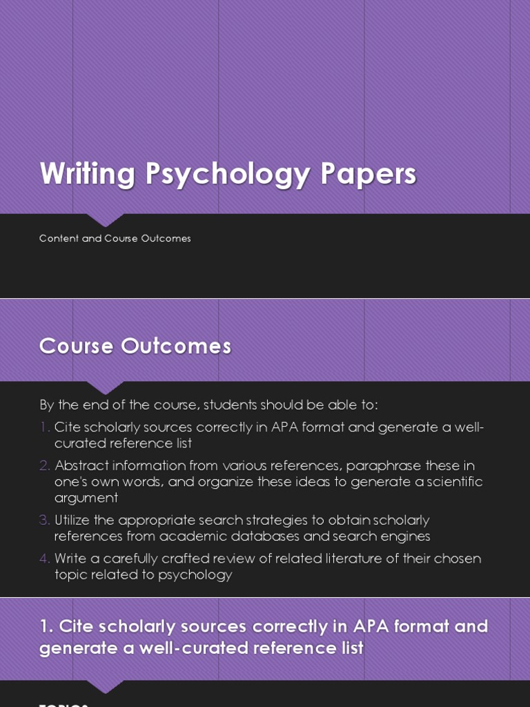 Writing Psychology Papers | PDF | Apa Style | Citation