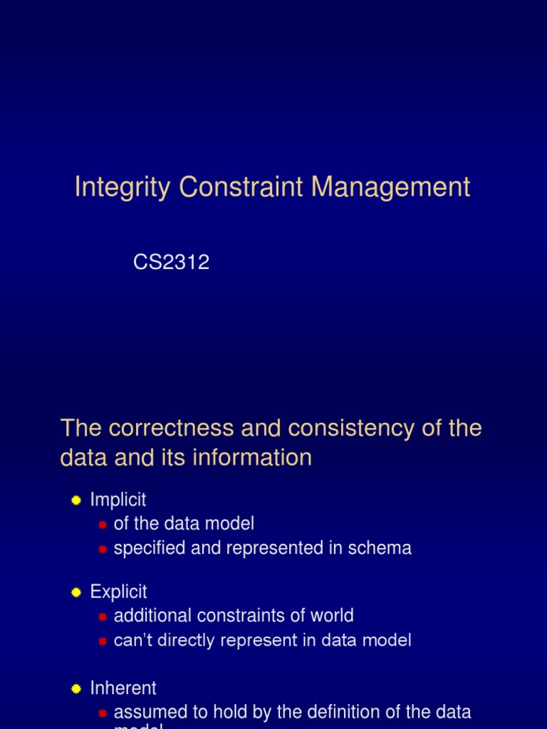 Integrity Constraint Management | PDF | Pl/Sql | Information Technology ...