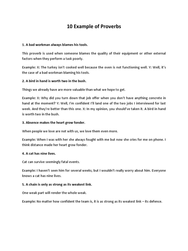 10 Example of Proverbs | PDF | Proverb