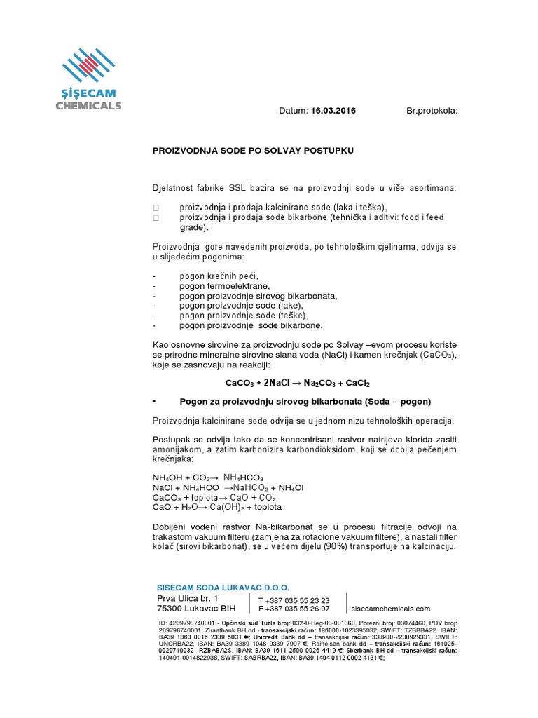 Kratak Opis Proizvodnje I Otpadne Vode | PDF