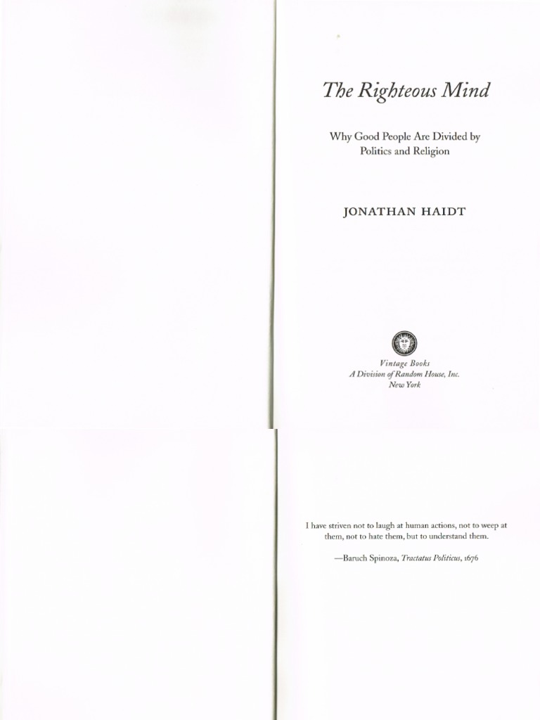 The Righteous Mind: Understanding Division | PDF | Righteousness | Reason
