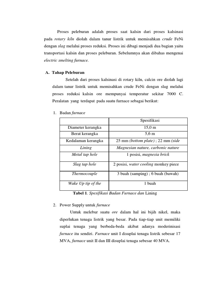 Proses Peleburan Kalsin di Tanur Listrik | PDF