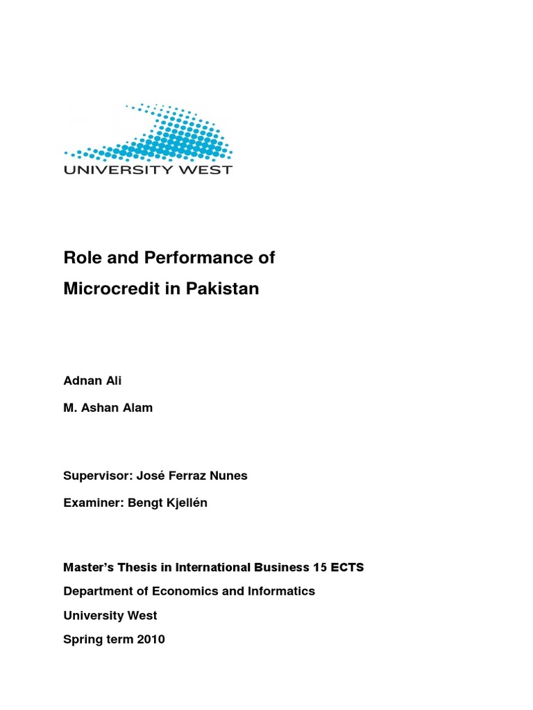 Fulltext01 PDF | PDF | Microfinance | Microcredit