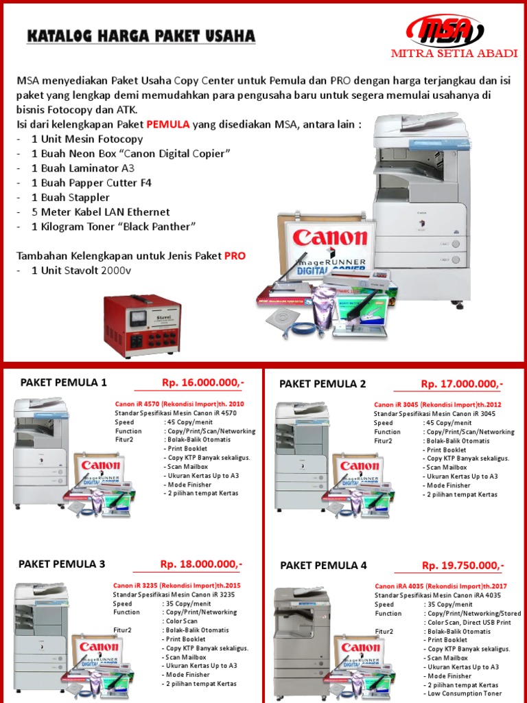 Paket Usaha Fotocopy Terjangkau MSA | PDF