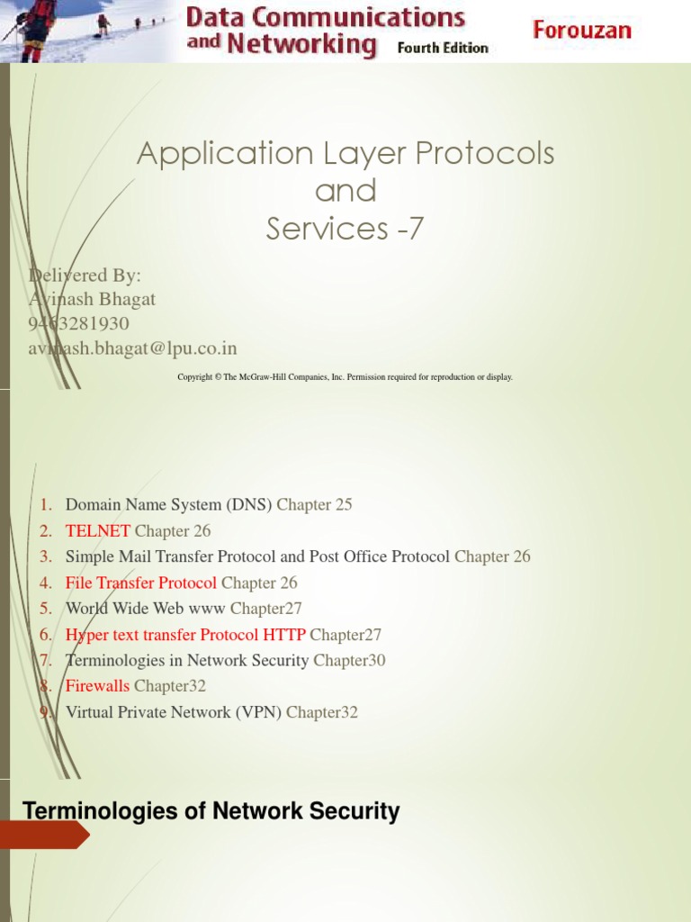 Application Layer Protocols and Services - 7: Delivered By: Avinash ...