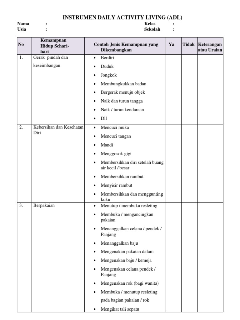 Instrumen ADL | PDF