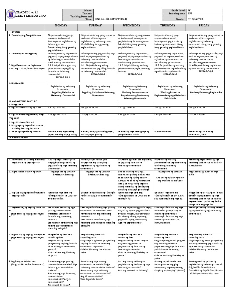 DLL - Epp 4 - Q1 - W4 | PDF