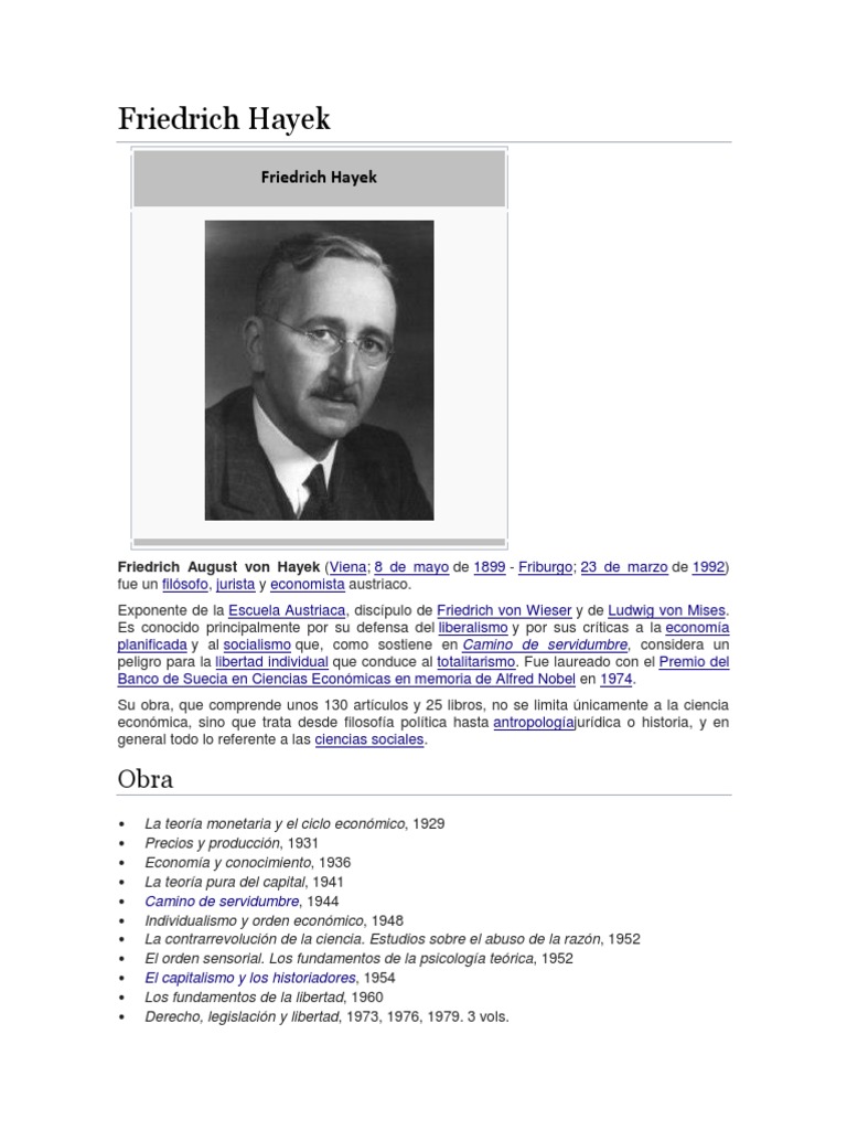 Friedrich Hayek - Milton Friedman - Ludwig Von Mises | PDF | Friedrich ...