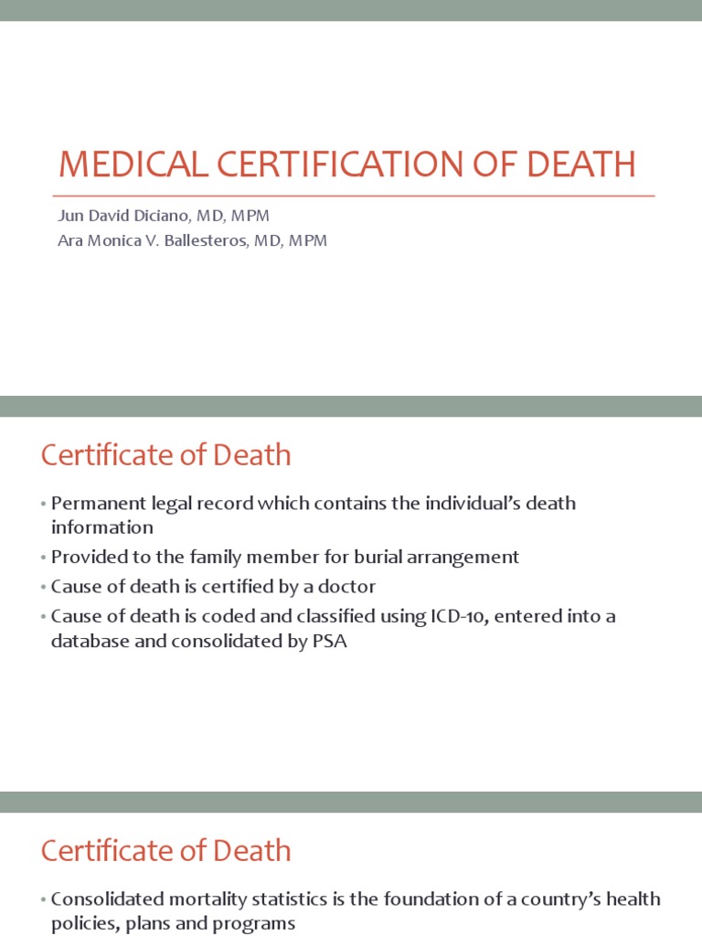 Medical Certification of Death | PDF | Death | Childbirth