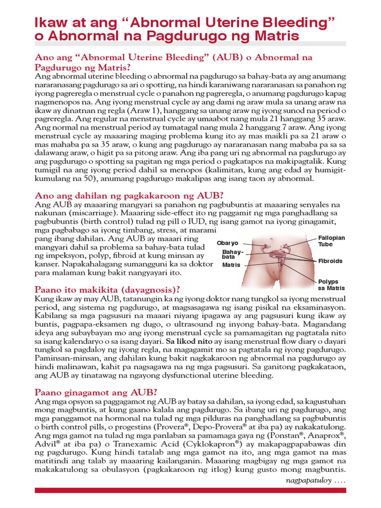 Abnormal Uterine Bleeding and You - Tagalog PDF | PDF