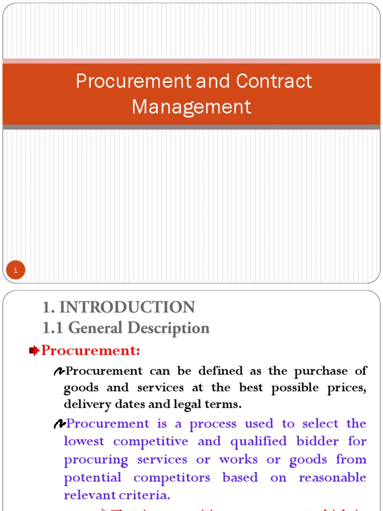Procurement and Contract Management | PDF | Construction Management ...