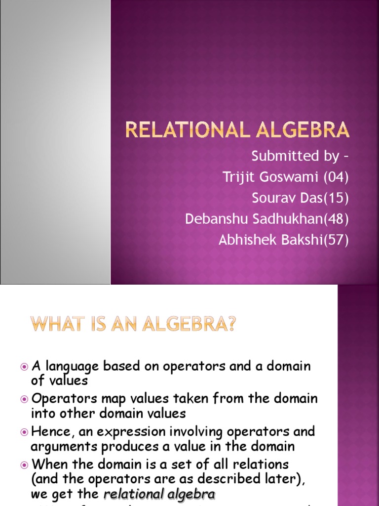 Relational Algebra | PDF | Relational Model | Data Management Relational Algebra | PDF | Relational Model | Data Management