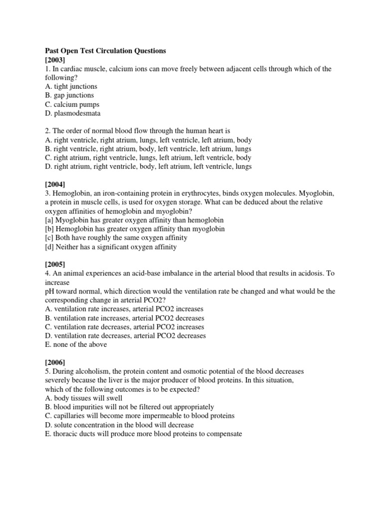 Medical Exam Prep Questions | PDF | Blood | Vein