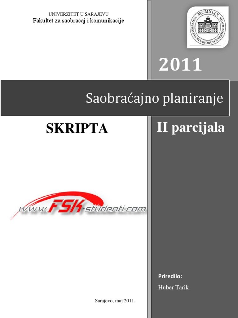 Skripta Saobracajno Planiranje II Parc | PDF
