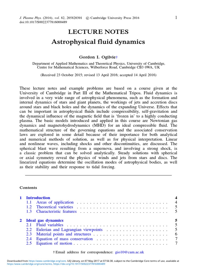 Astrophysical Fluid Dynamics | PDF | Fluid Dynamics | Magnetohydrodynamics